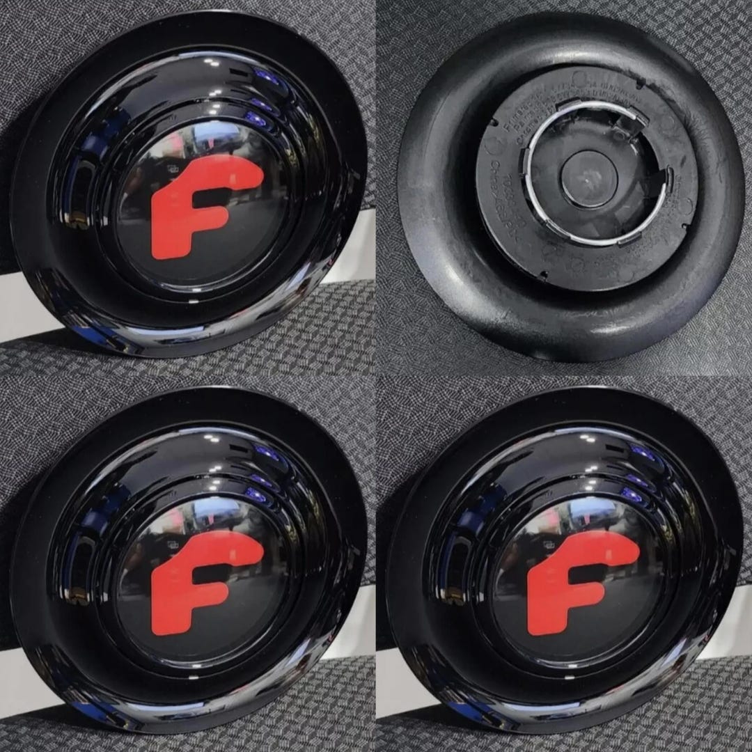 Set of 4 Forgiato XL Big Floating Caps Gloss Black Red F 20/22/24/26/28 ...