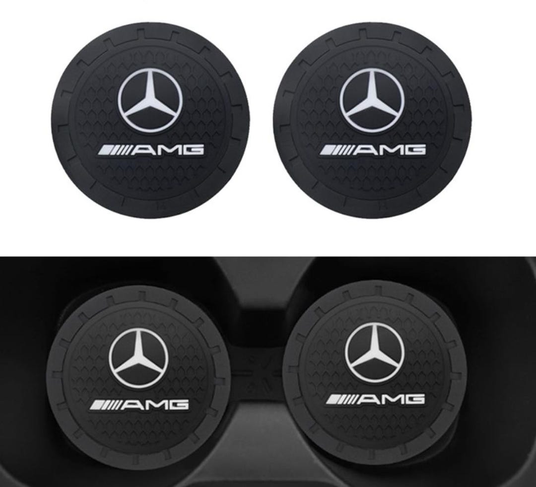 2PCS Car Logo Cup Holder Coaster for MERCEDES AMG Accessories,2.6 Inch ...