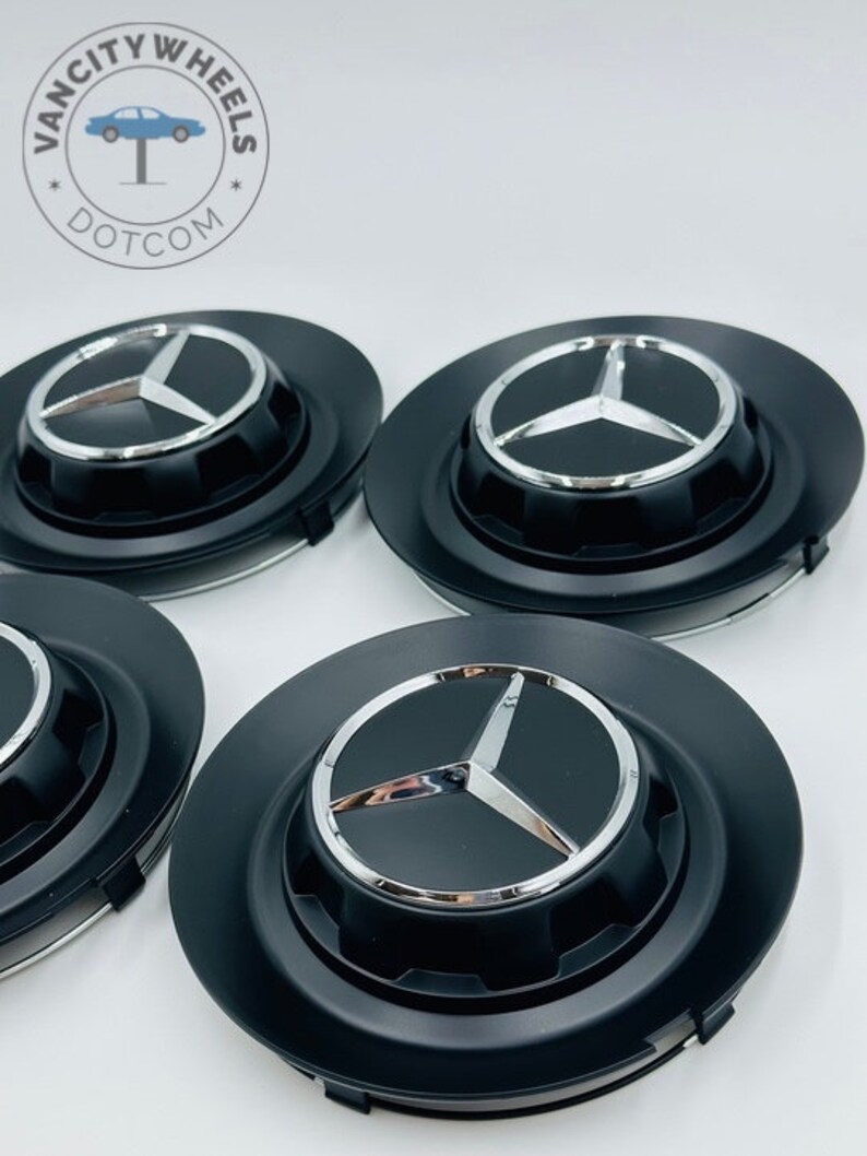 Set of 4 Black Mercedes Benz Alloy Wheel Center Caps 145mm 147mm 146mm ...