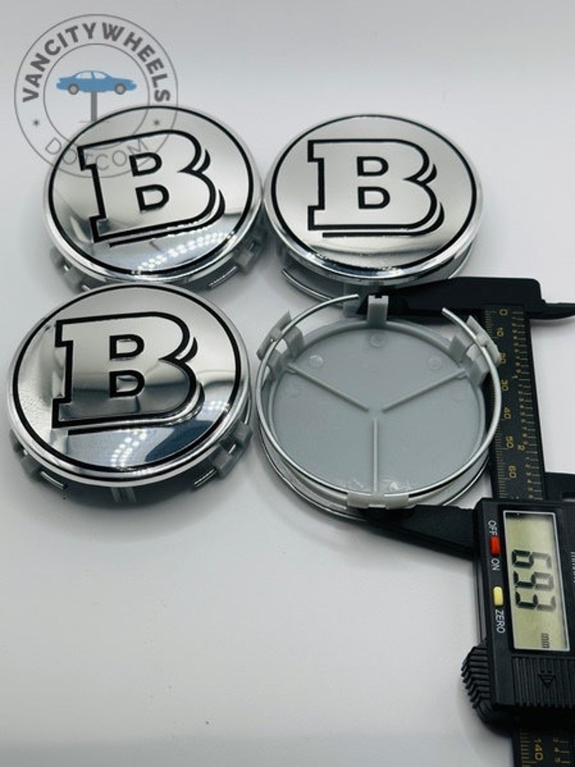 Set of 4 Chrome Brabus Alloy Wheel Center Caps 75mm, Chrome Center Hub ...
