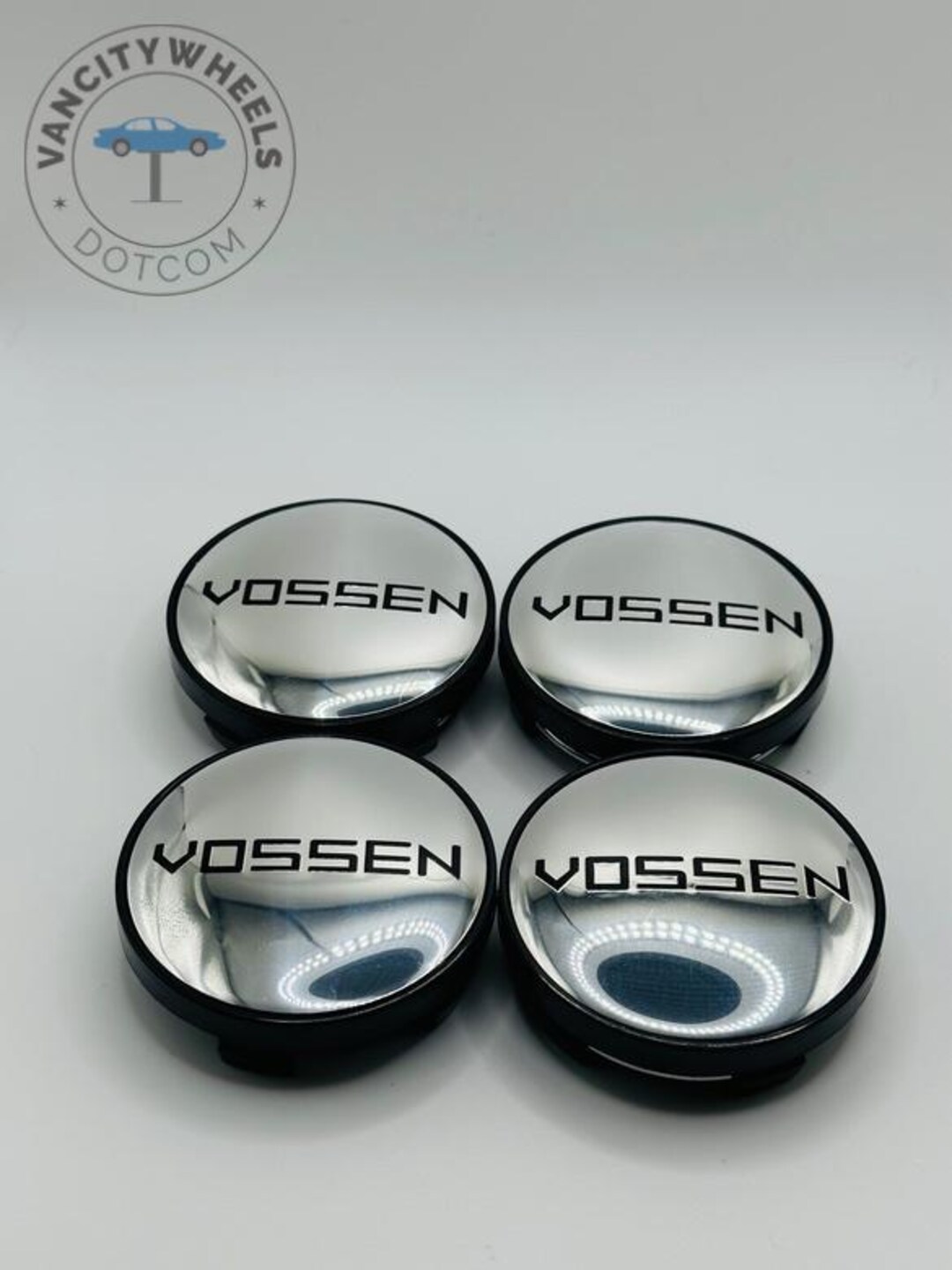 Set of 4 Chrome/black VOSSEN Alloy Wheel Center Caps 60mm, Chrome/black ...