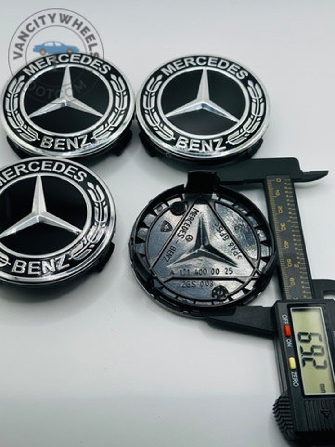 Set of 4 Mercedes Benz Black Alloy Wheel Center Caps 75mm, Center Hub ...