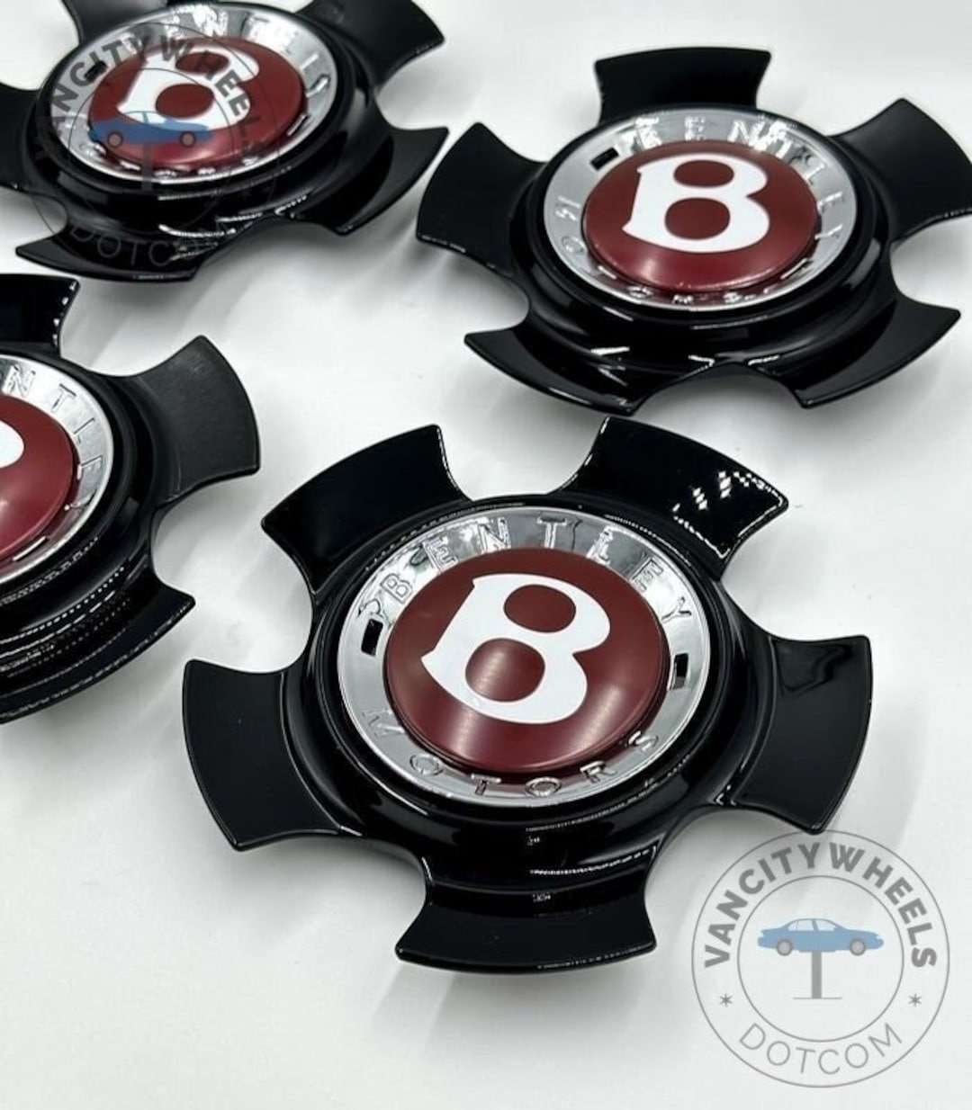 Bentley Wheel Center Caps Black Luxury Black/red Finish set of 4 ...