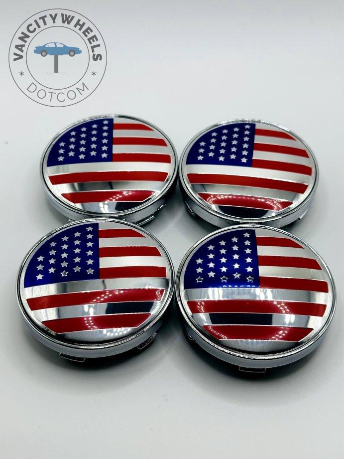 Set of 4 Usa Flag Alloy Wheel Center Caps 60mm, Usa Flag Center Hub ...
