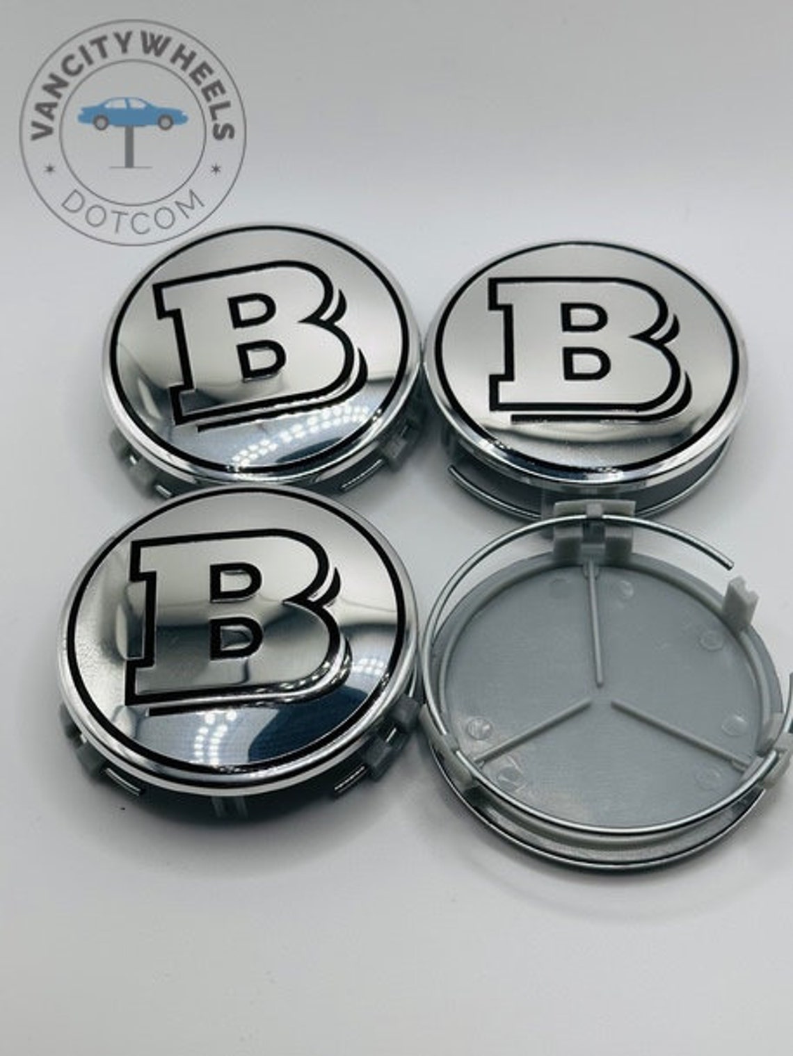 Set of 4 Chrome Brabus Alloy Wheel Center Caps 75mm, Chrome Center Hub ...