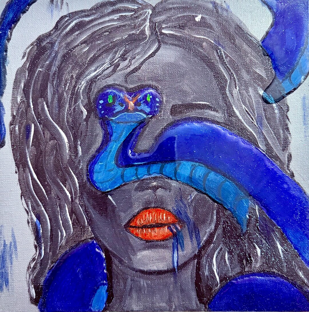 The Lady of the Snakes» Acrylic Original Mystical Painting on the Panel ...