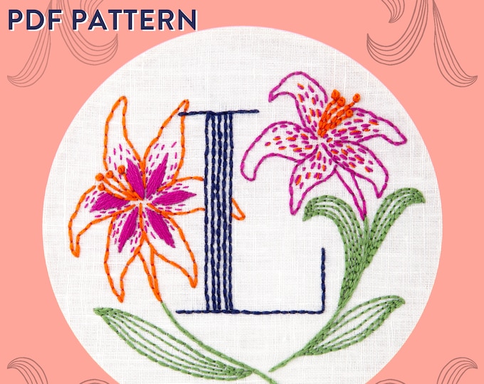 Monogram Flower PDF Pattern L is for Lily - Etsy