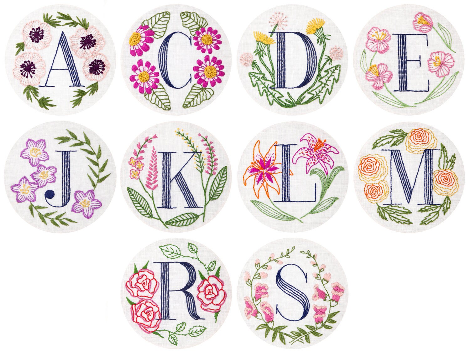 Monogram Flower PDF Pattern A is for Anemone | Etsy