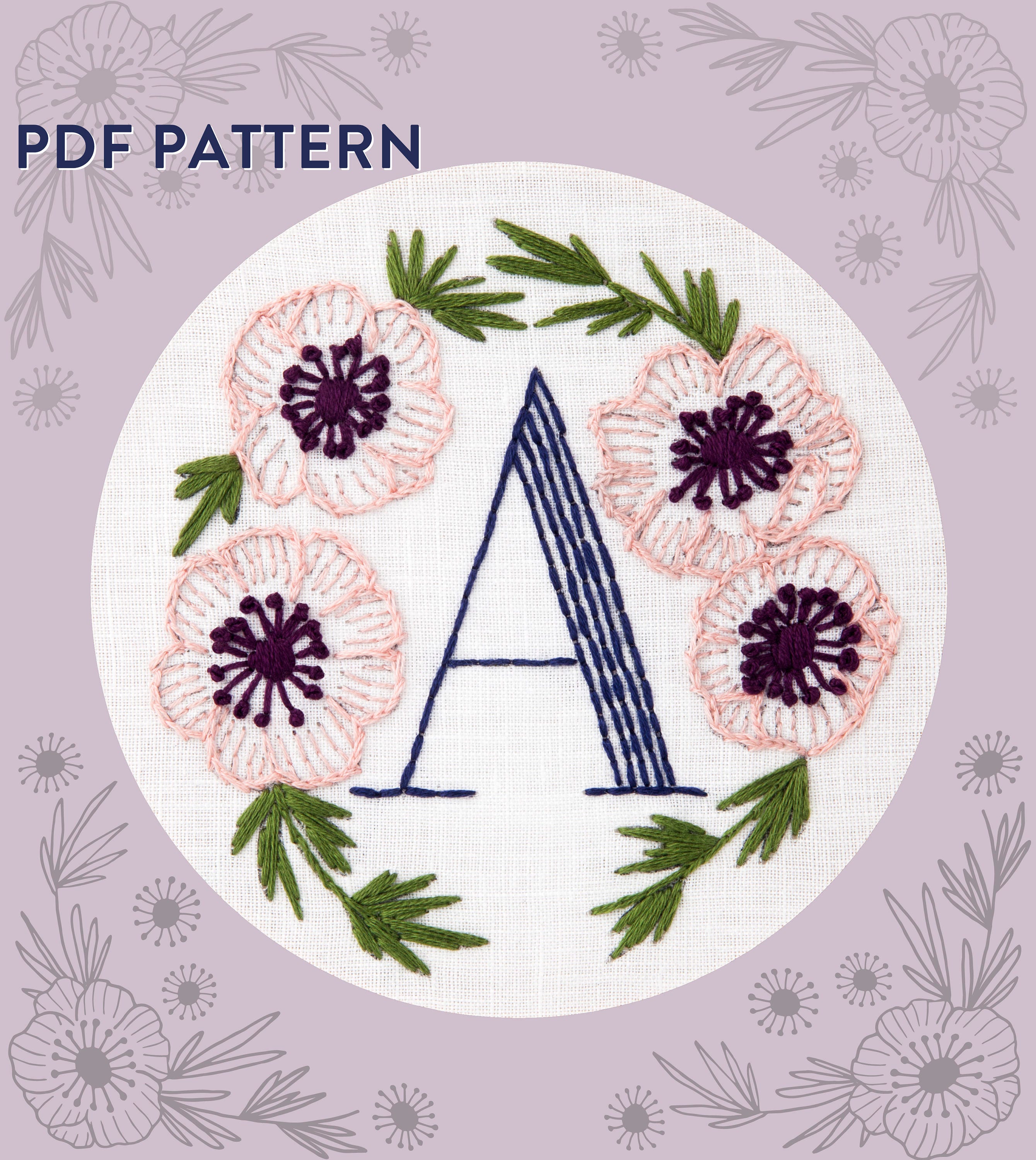 Monogram Flower PDF Pattern A is for Anemone | Etsy