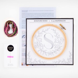 S is for Snapdragon, Floral Monogram Embroidery Kit - Personalized Gift ...