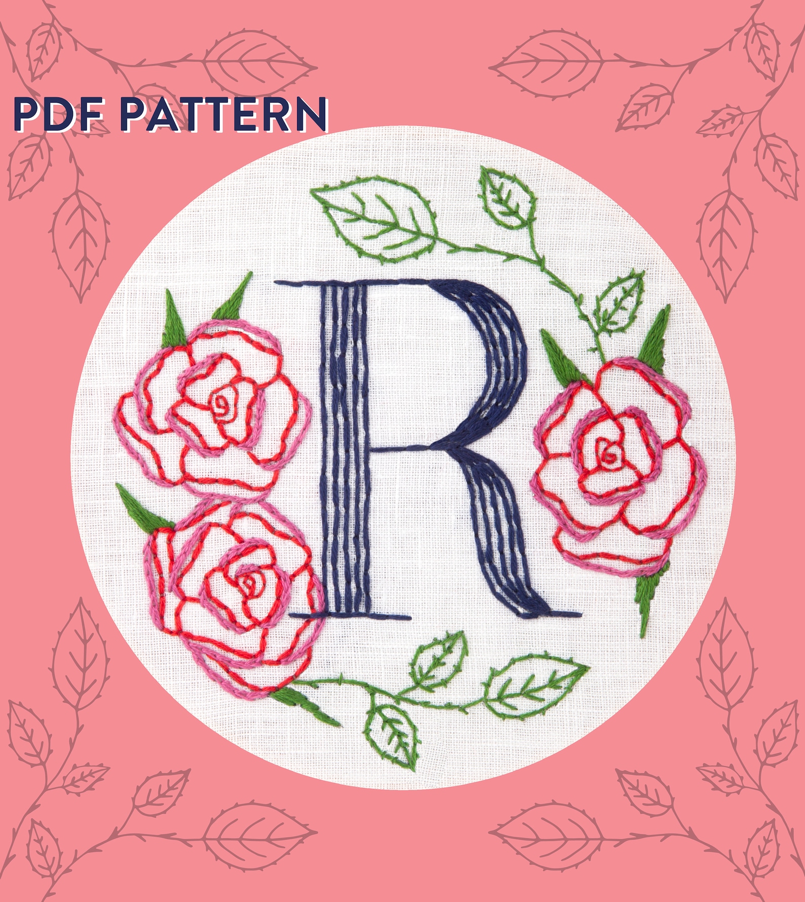 Monogram Flower PDF Pattern R is for Rose | Etsy