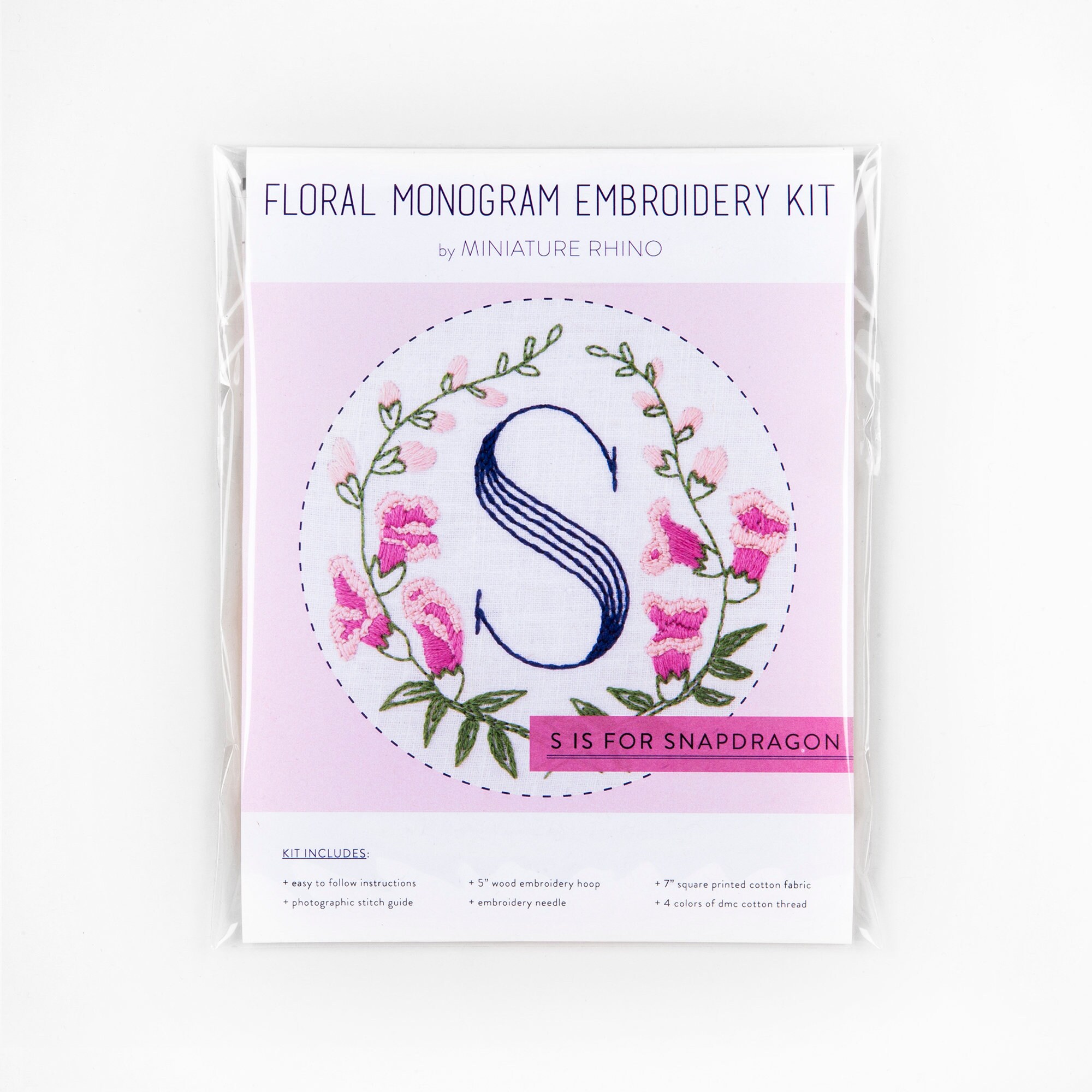 S is for Snapdragon Floral Monogram Embroidery Kit - Etsy