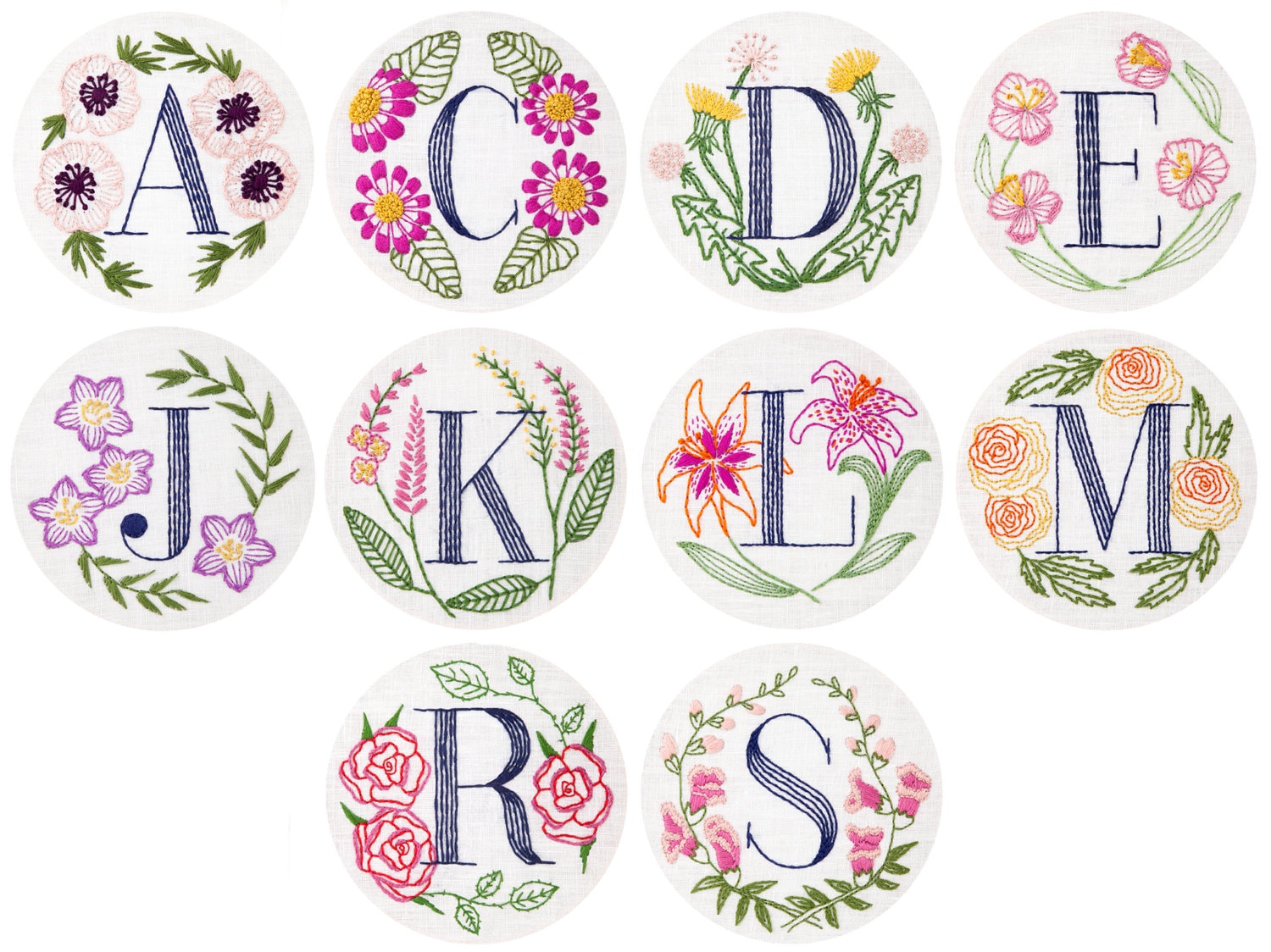 Floral Monogram Embroidery Kit Personalized Gift DIY - Etsy
