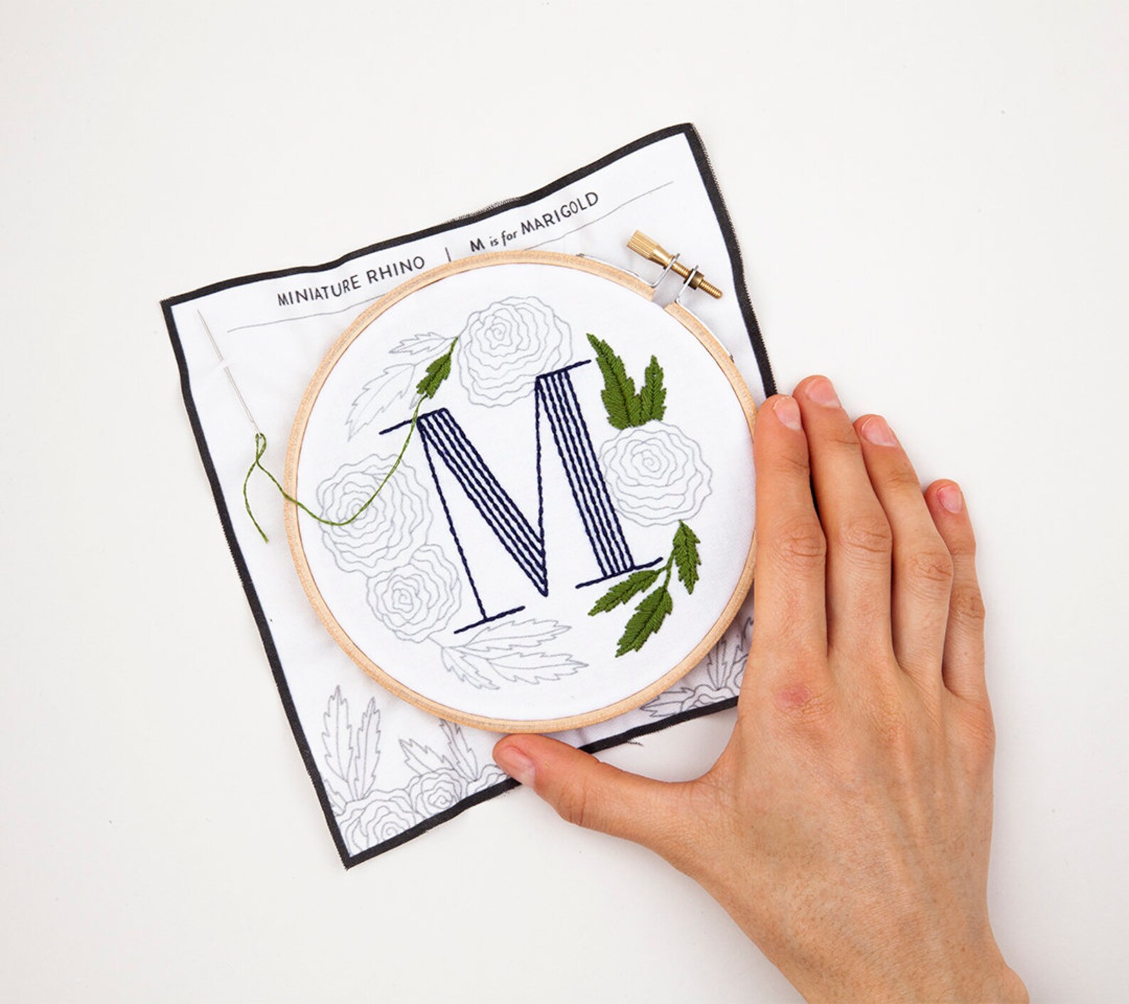 M is for Marigold, Floral Monogram Embroidery Kit - Personalized Gift ...