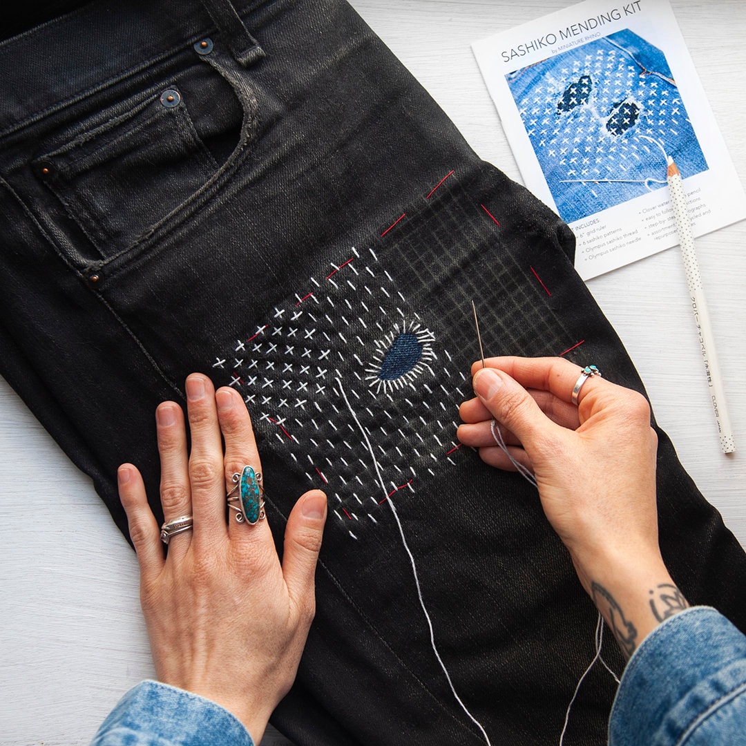 Sashiko Mending Kit - a DIY Guide to Decorative, Functional Patching by ...