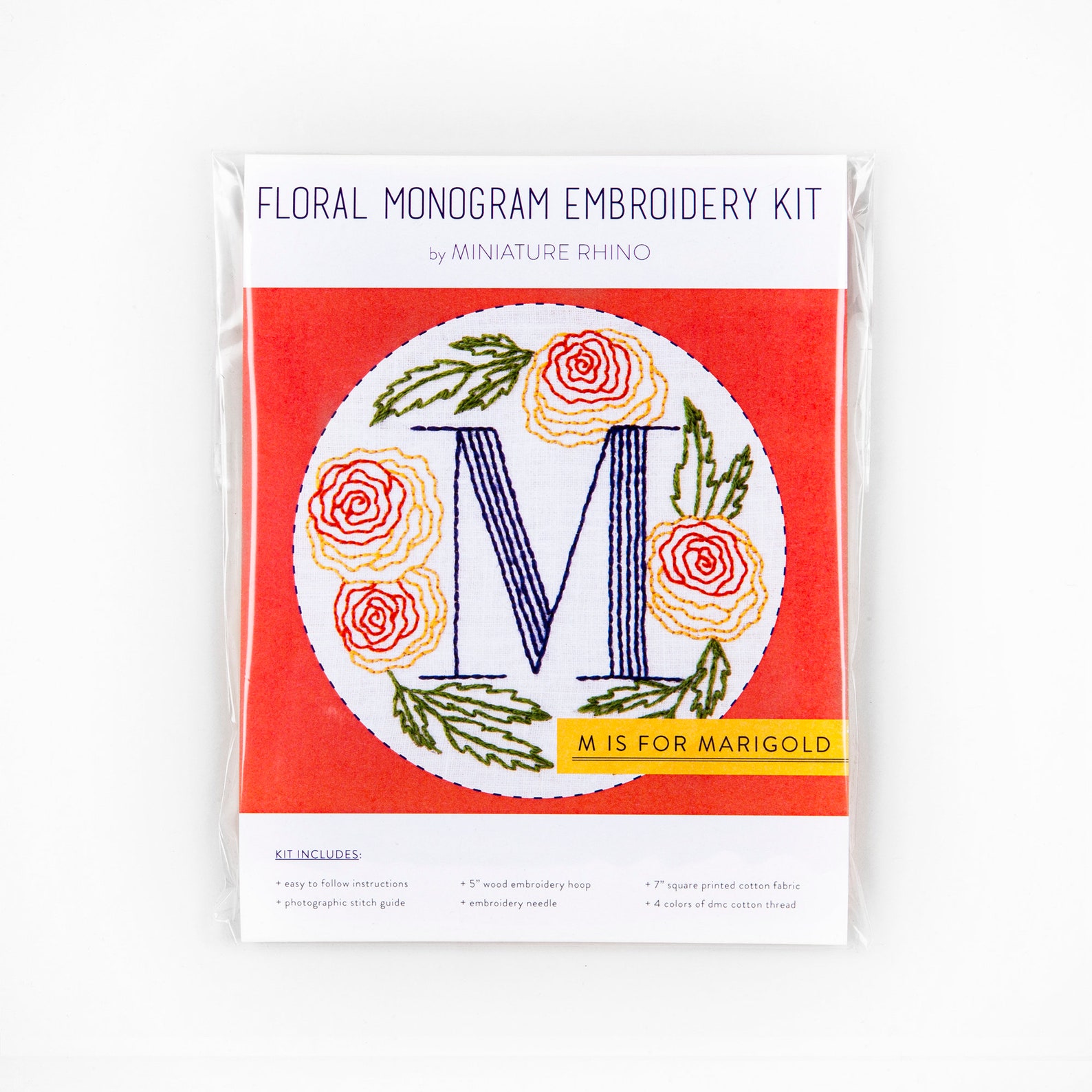 M is for Marigold Floral Monogram Embroidery Kit - Etsy
