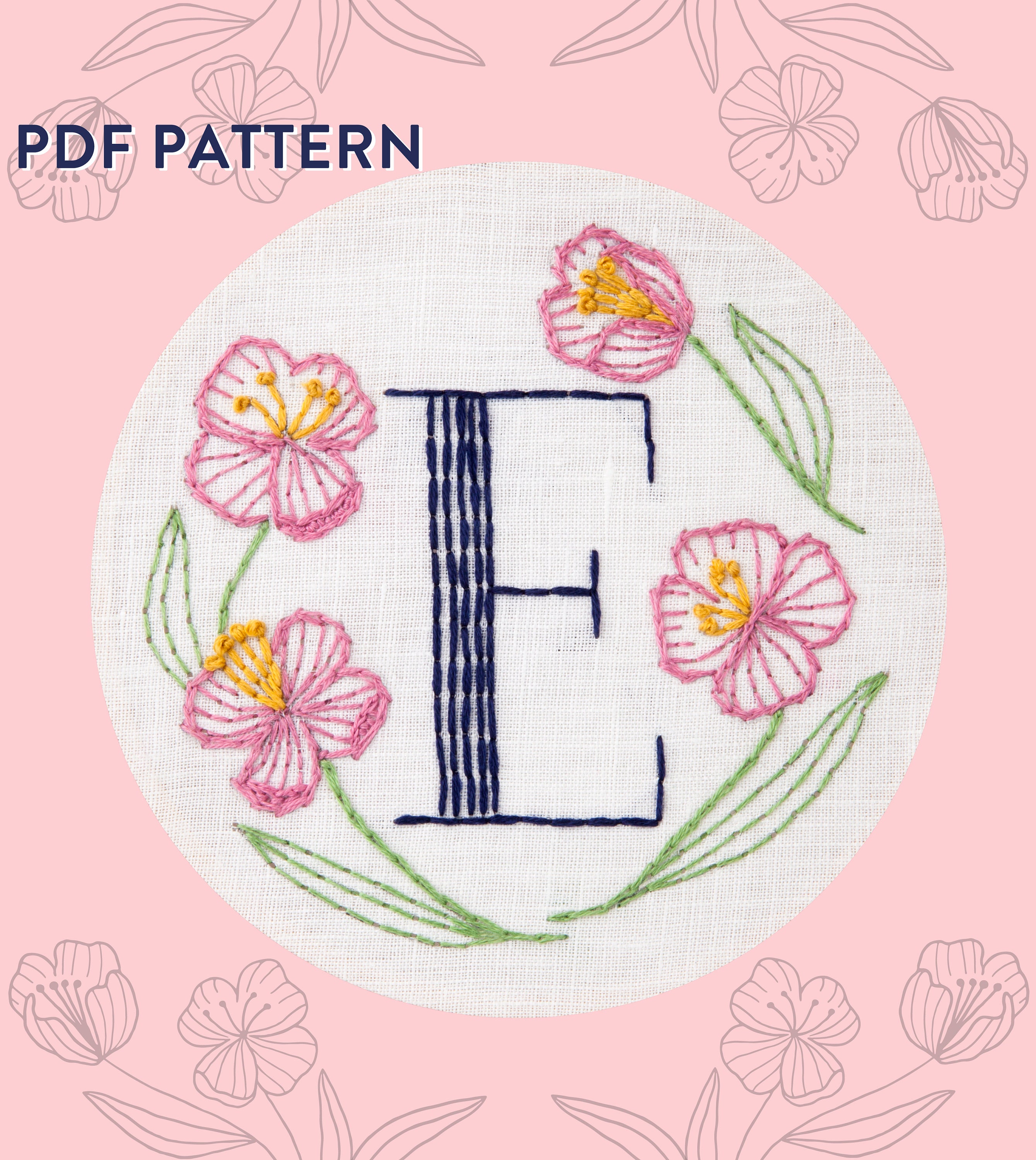 Monogram Flower PDF Pattern - E is for Evening Primrose - Etsy