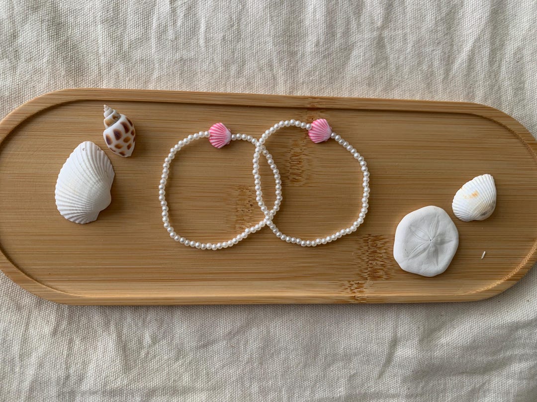 Mini Faux Pearl W Pink Shell Bracelet! - Etsy
