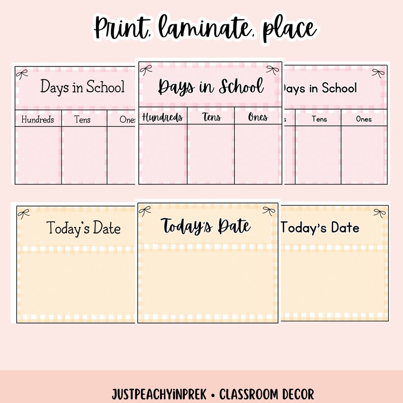 Gingham and Bows Classroom Calendar Set | Pastel Teacher Printable ...