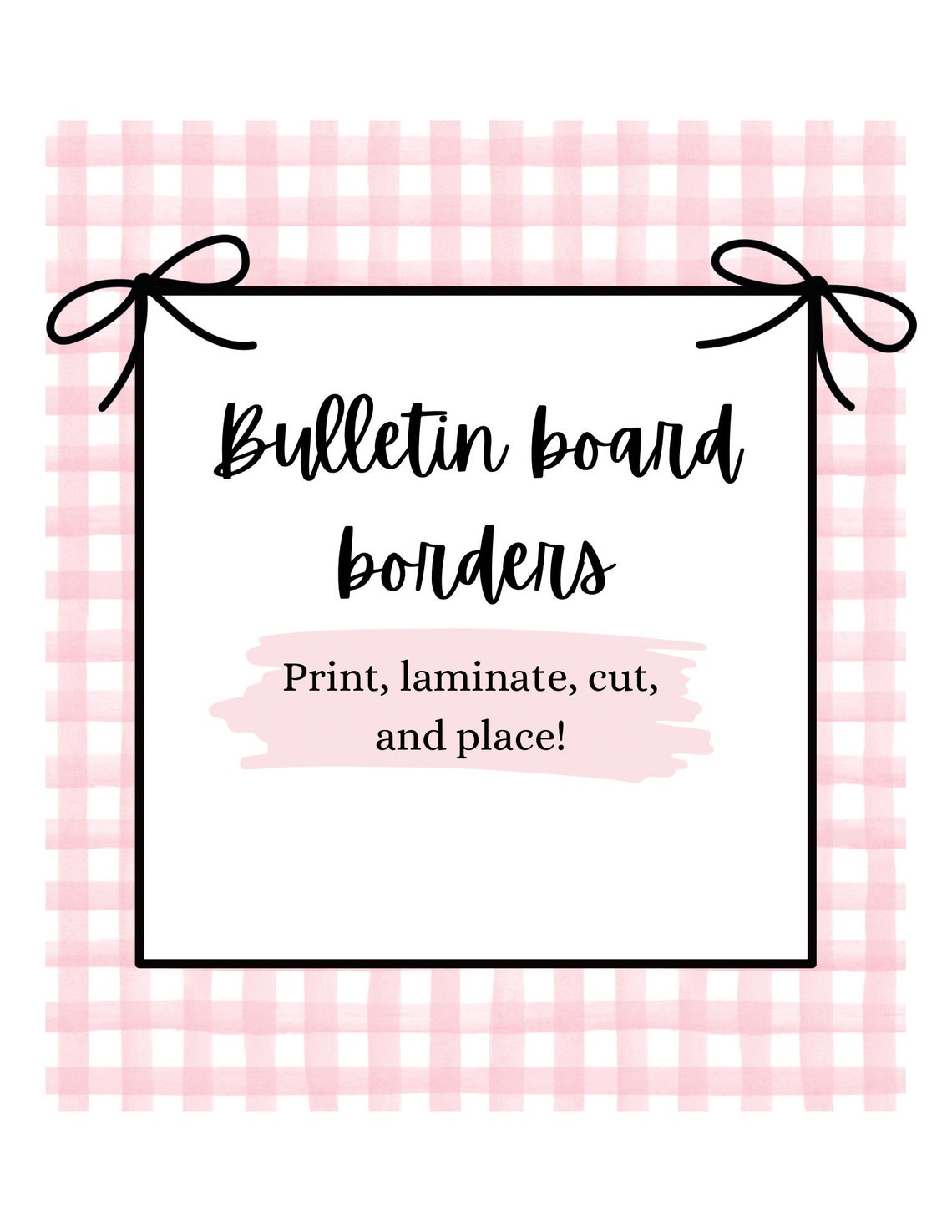 Gingham and Bows Theme Bulletin Board Borders Classroom Decor Back to ...