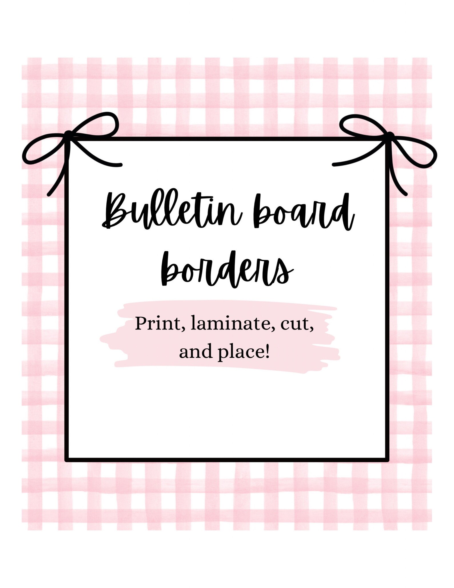Gingham and Bows Theme Bulletin Board Borders Classroom Decor Back to ...