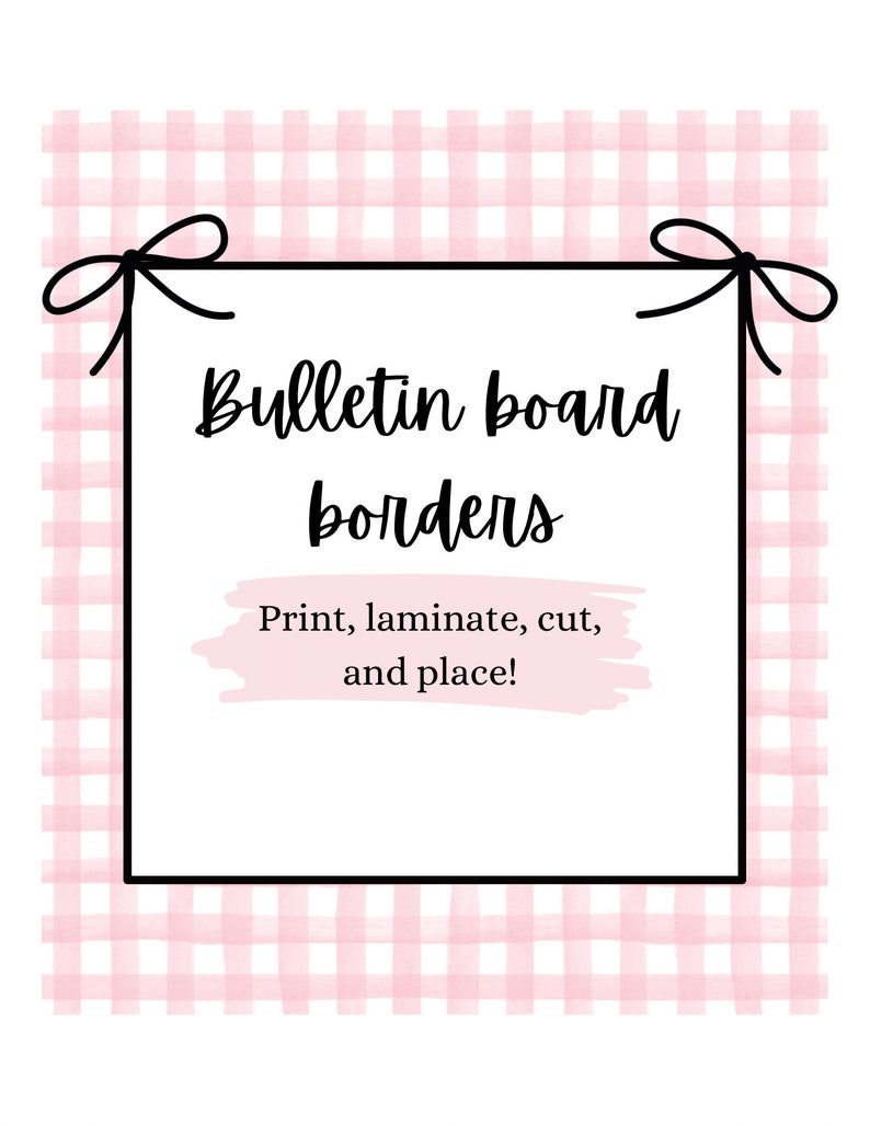 Gingham and Bows Theme Bulletin Board Borders Classroom Decor Back to ...