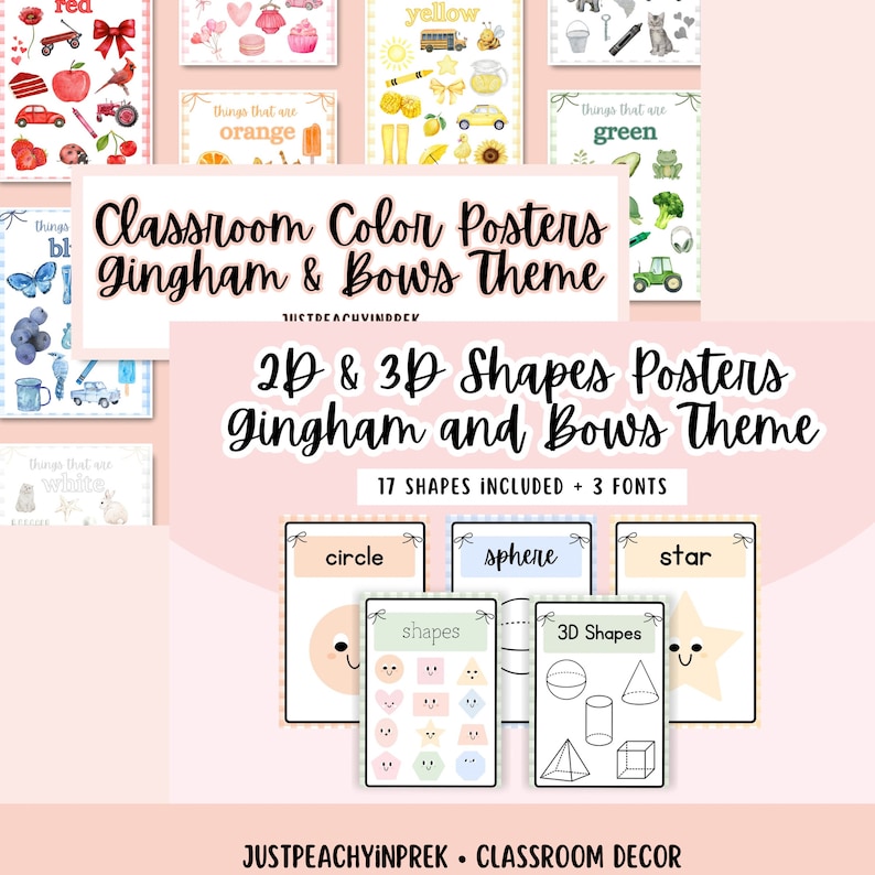 Gingham and Bows Classroom Decor Bundle (digital Download) - Etsy
