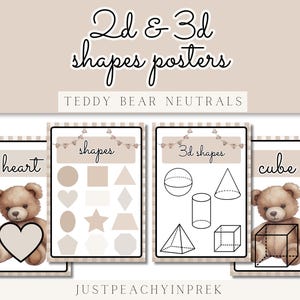 Classroom 2D & 3D Shapes Posters in Teddy Bear Neutrals Theme | Teacher ...