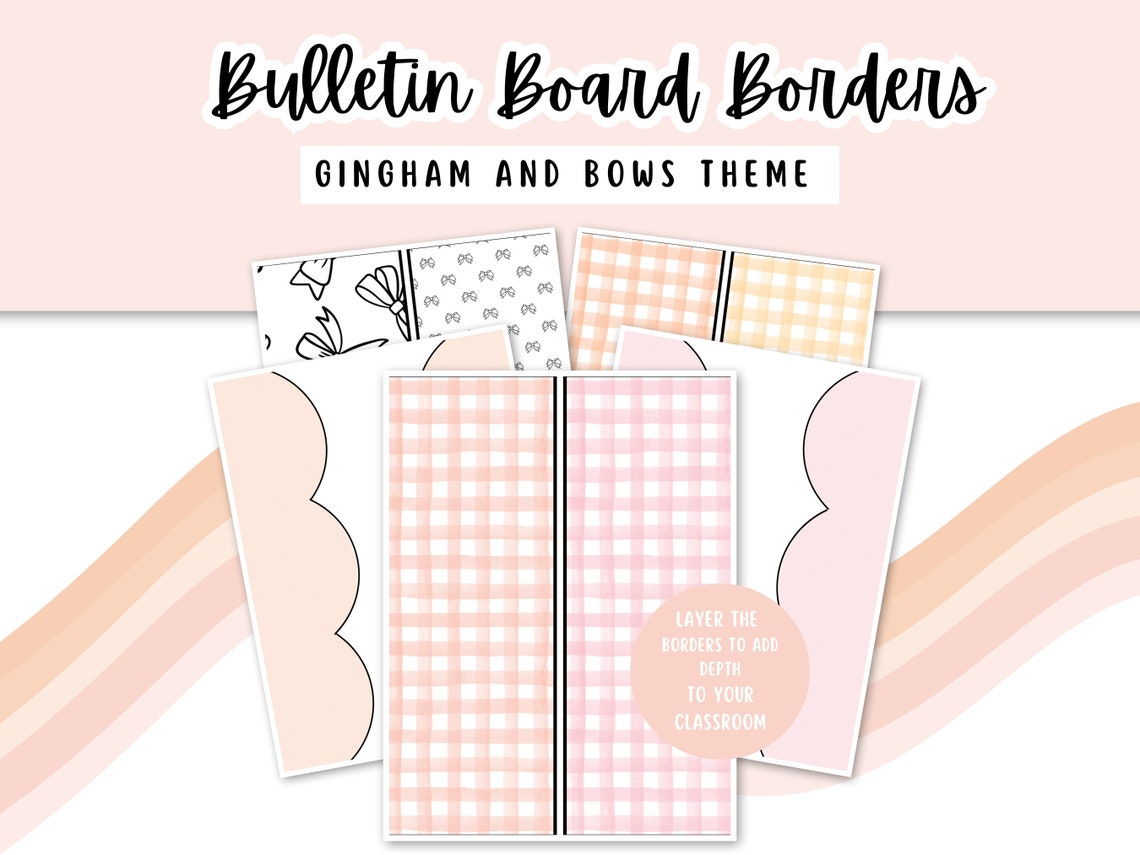 Gingham and Bows Theme Bulletin Board Borders Classroom Decor Back to ...