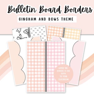 Gingham and Bows Theme Bulletin Board Borders Classroom Decor Back to ...