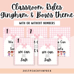 Classroom Rules Posters in Gingham and Bows Theme Classroom Decor ...