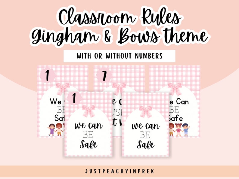 Classroom Rules Posters in Gingham and Bows Theme Classroom Decor ...