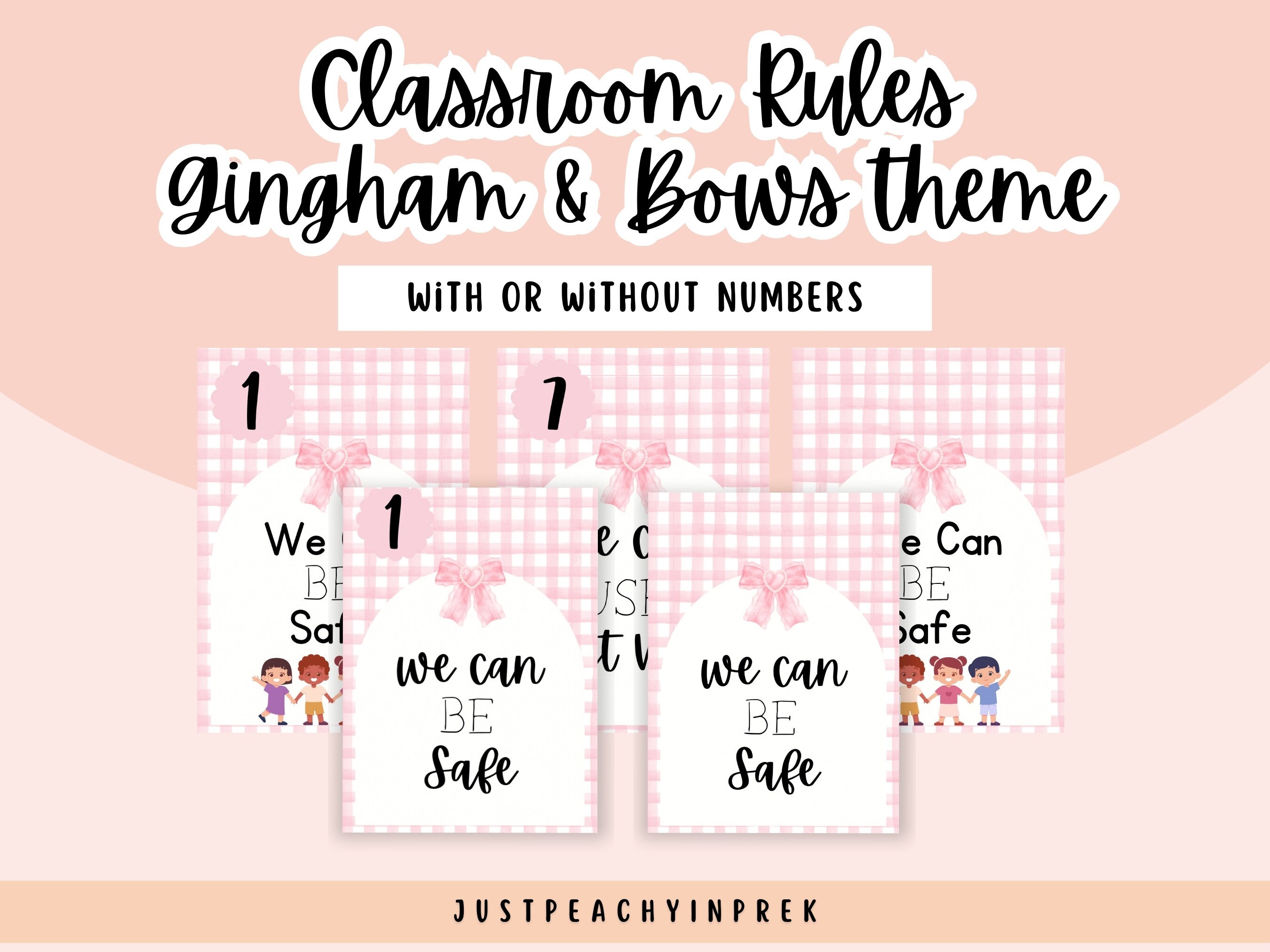 Classroom Rules Posters in Gingham and Bows Theme Classroom Decor Back ...