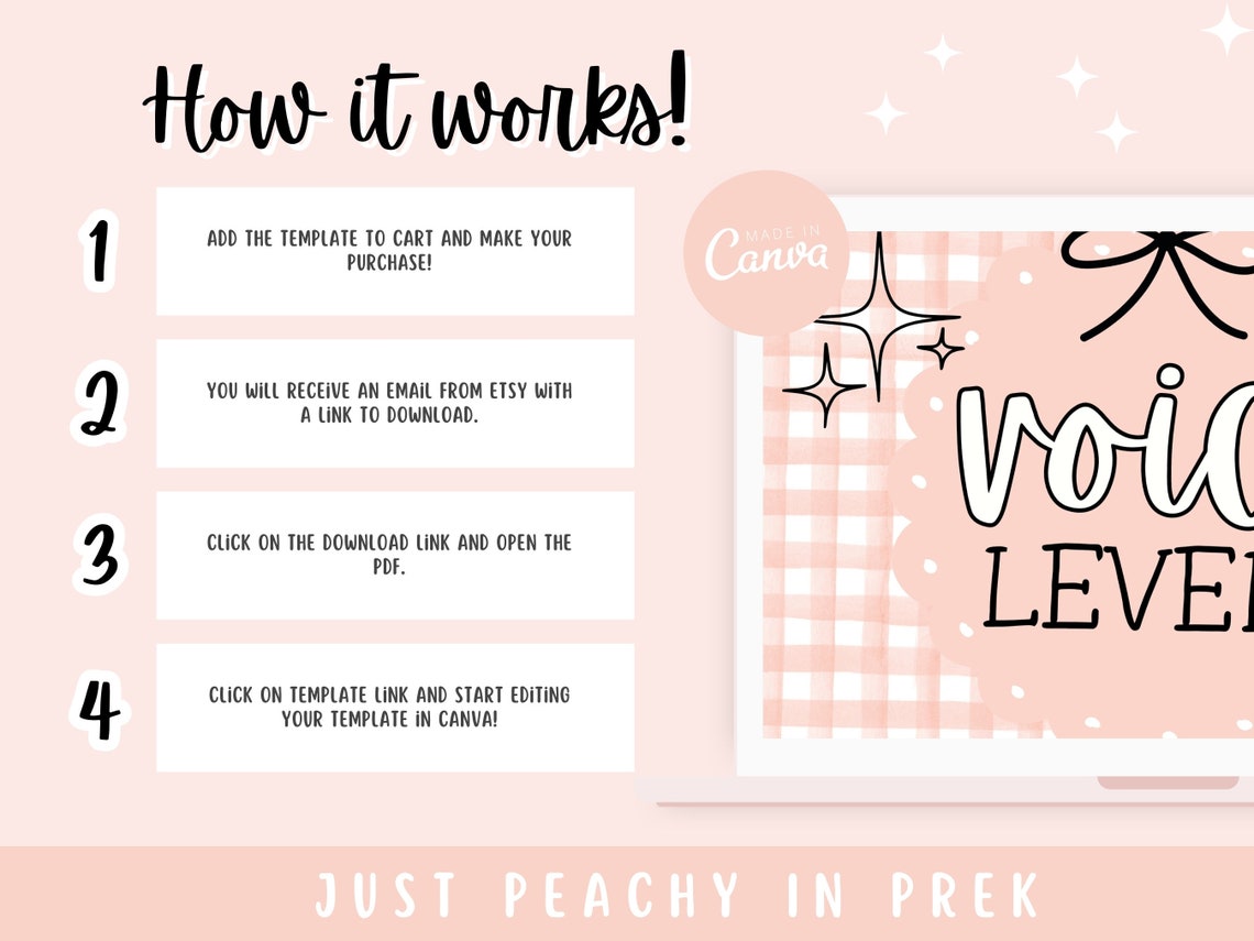 Editable Classroom Voice Level Posters in Gingham and Bows Theme ...
