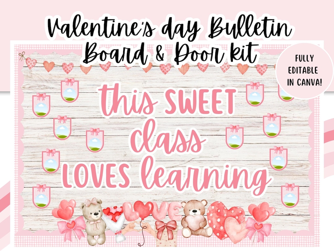 Valentine's Day Bulletin Board Kit | Gingham & Bows Classroom Decor ...