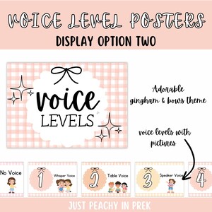 Editable Classroom Voice Level Posters in Gingham and Bows Theme ...