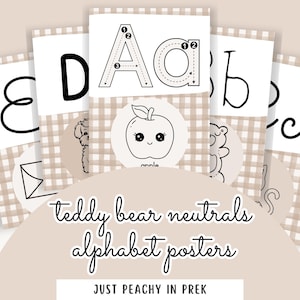 Classroom Alphatbet Poster Set |teddy Bear Neutrals | Bulletin Board ...