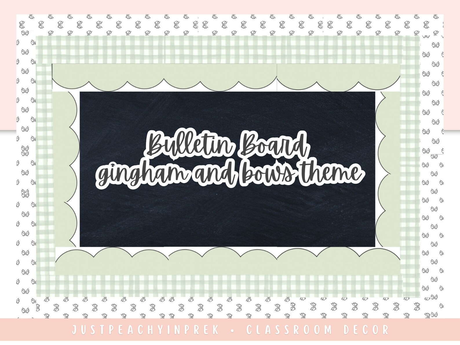 Gingham and Bows Theme Bulletin Board Borders Classroom Decor Back to ...