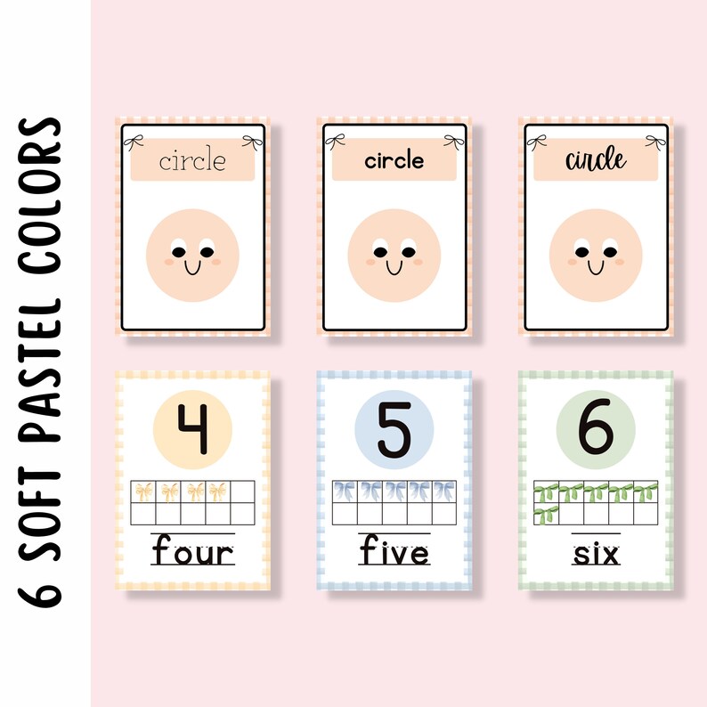 Gingham and Bows Theme Classroom 3D 2D Shapes Posters in Soft Pastel ...