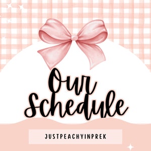 Gingham Bows Classroom Schedule | Editable Visuals (digital Download ...