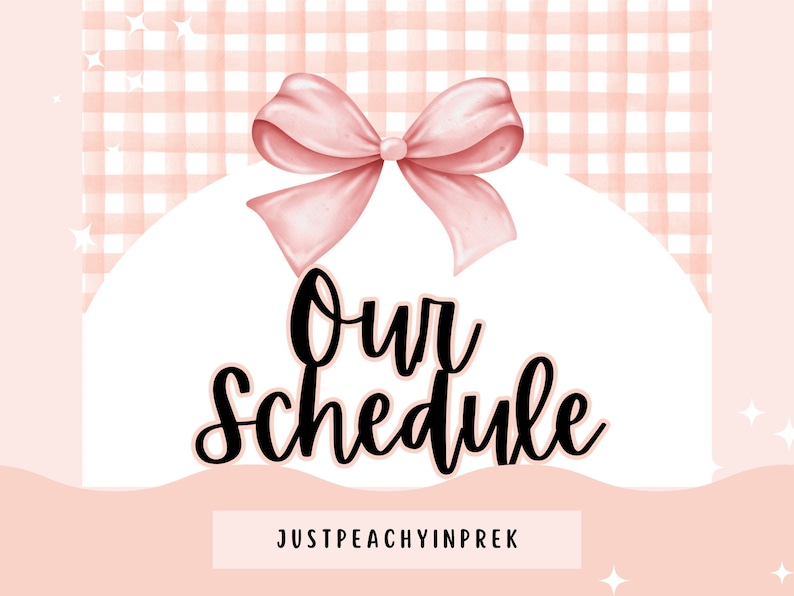 Gingham Bows Classroom Schedule | Editable Visuals (digital Download ...