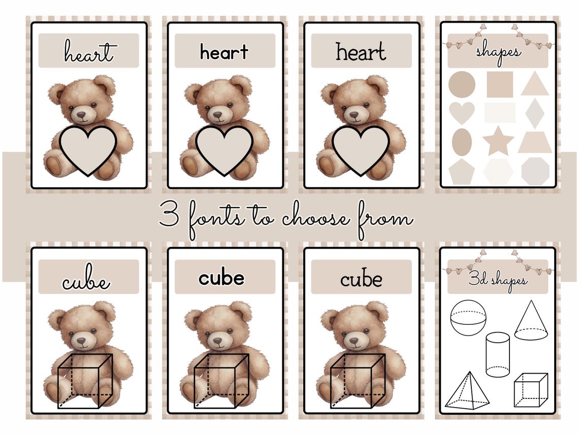 Classroom 2D & 3D Shapes Posters in Teddy Bear Neutrals Theme | Teacher ...