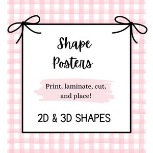 Gingham and Bows Theme Classroom 3D 2D Shapes Posters in Soft Pastel ...