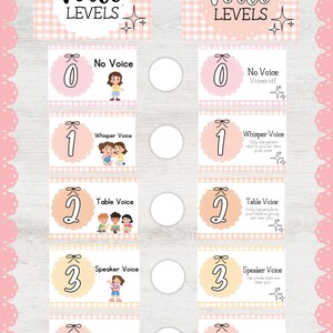 Editable Classroom Voice Level Posters in Gingham and Bows Theme ...