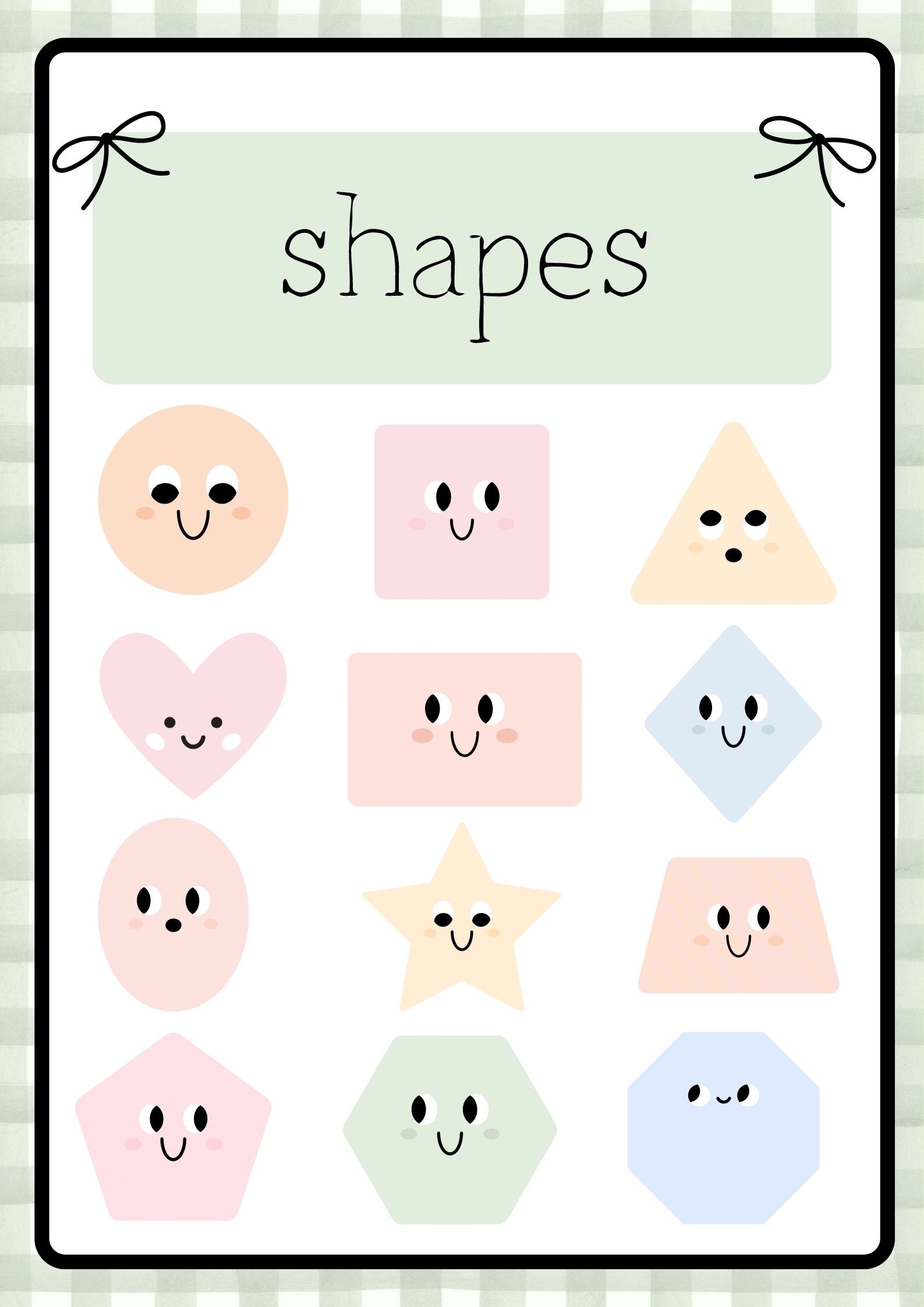 Classroom 2D and 3D Shapes Posters in Gingham and Bows Theme | Calm ...