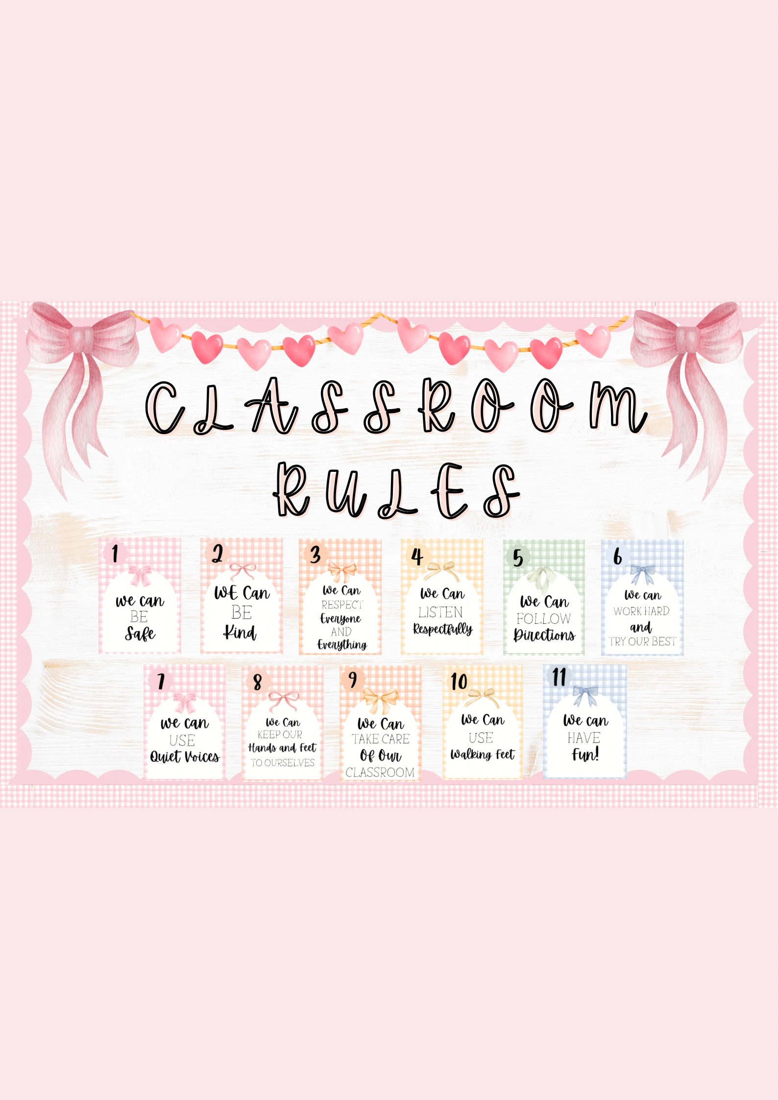 Classroom Rules Posters in Gingham and Bows Theme Classroom Decor Back ...