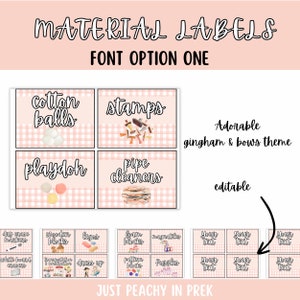 Gingham & Bows Classroom Supply Labels | Editable Teacher Printable ...