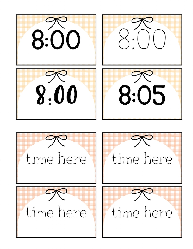 Gingham Bows Classroom Schedule | Editable Visuals (digital Download ...
