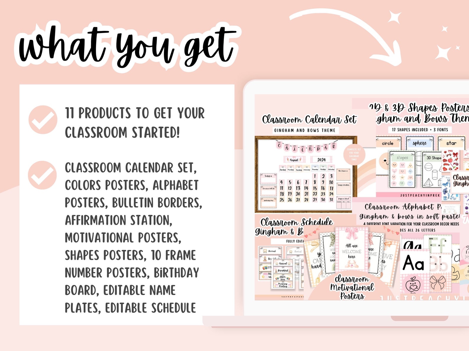 Gingham and Bows Classroom Decor Bundle (digital Download) - Etsy