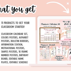 Gingham and Bows Classroom Decor Bundle (digital Download) - Etsy